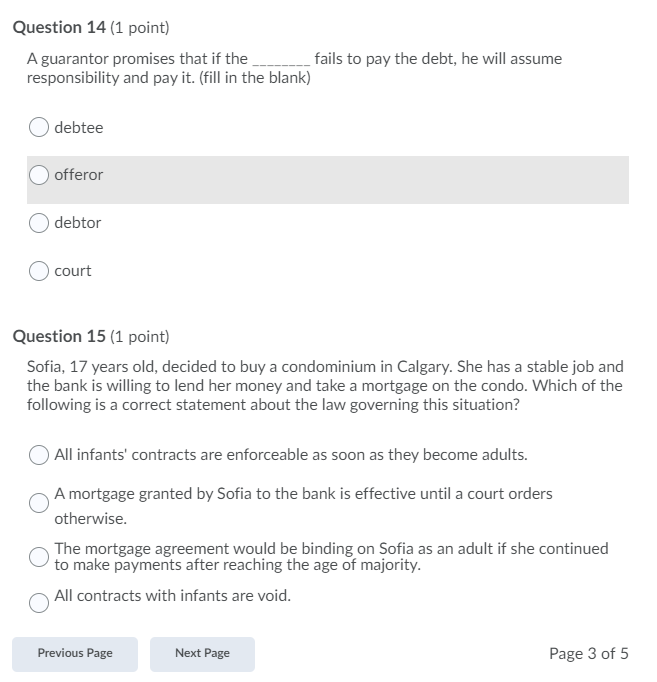 Solved Question 14 (1 point) A guarantor promises that if | Chegg.com