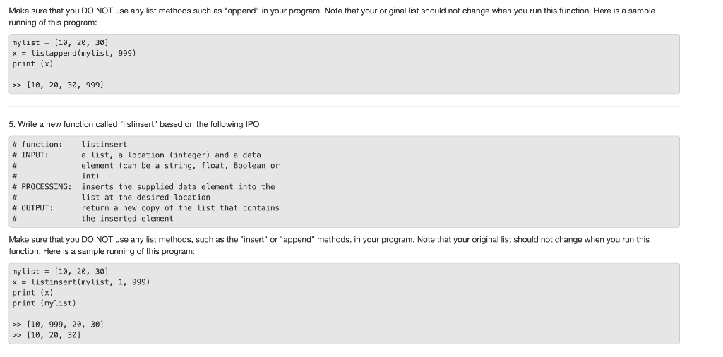 Solved Part 3: Writing "new List Functions Imagine that the | Chegg.com