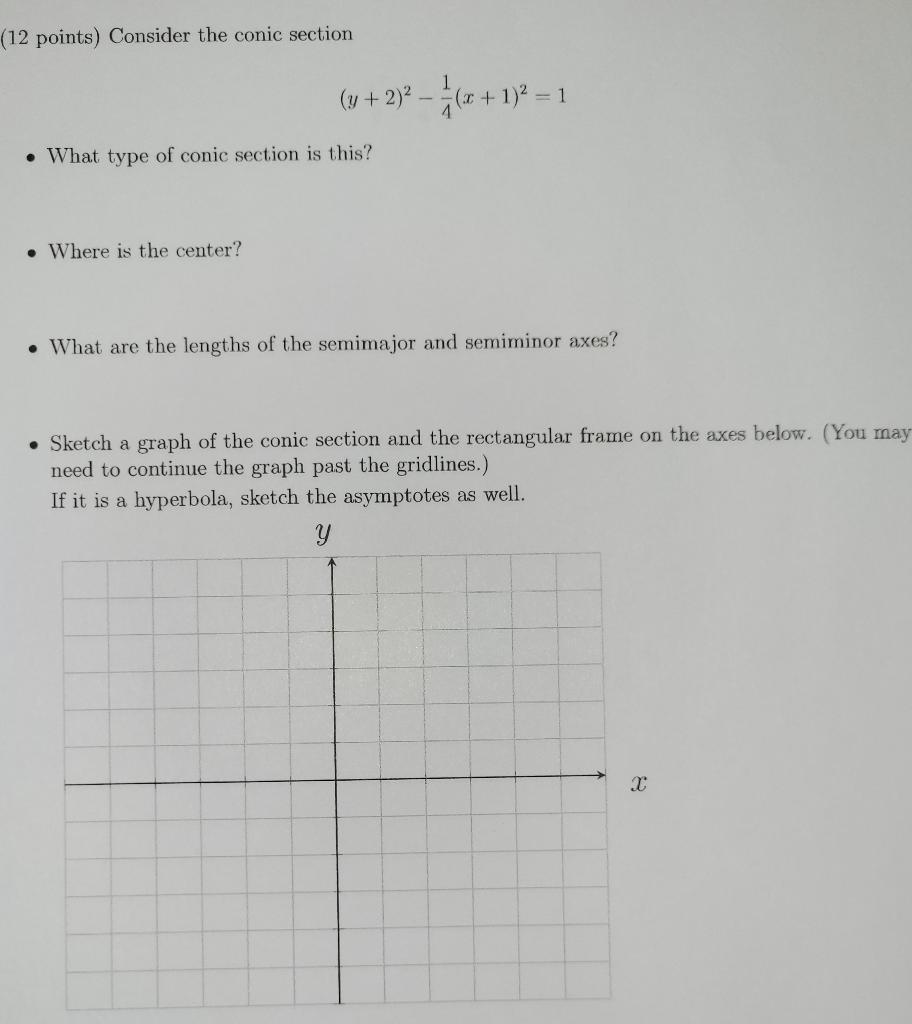 Solved (12 points) Consider the conic section | Chegg.com