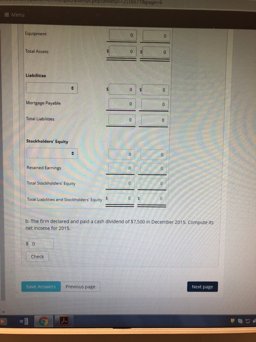 Solved - Menu Constructing Balance Sheets and Determining | Chegg.com
