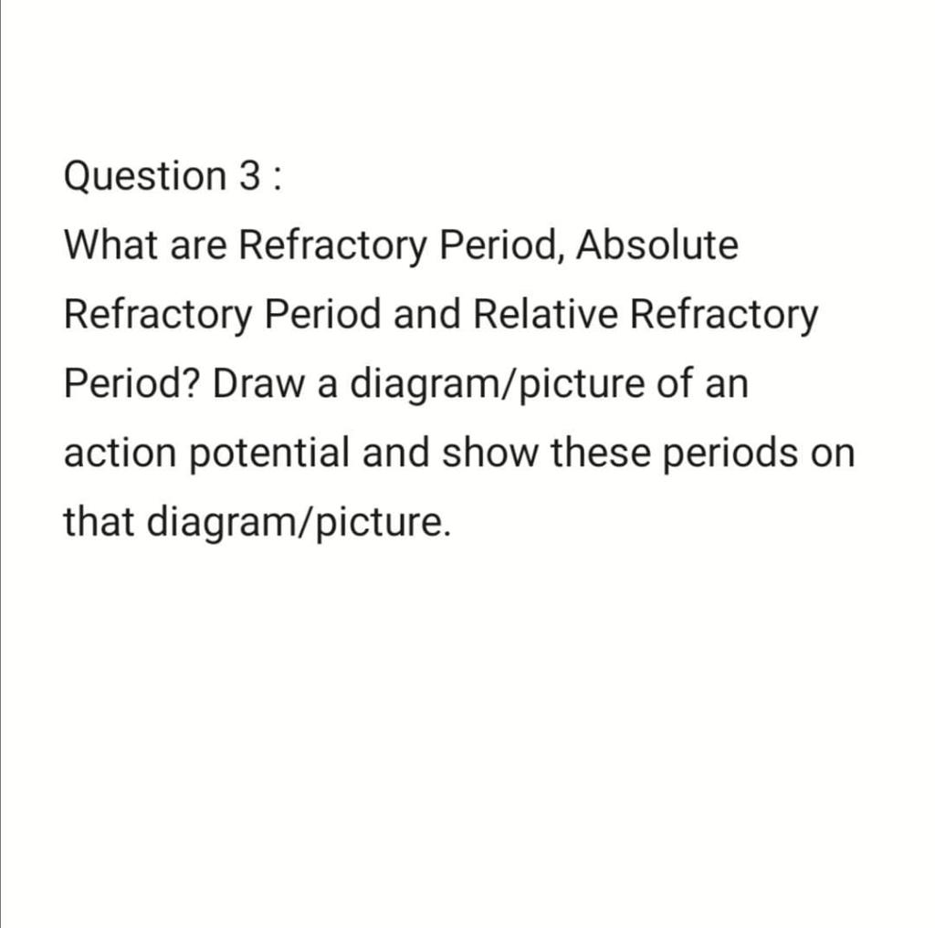 Solved Question 3 : What are Refractory Period, Absolute | Chegg.com