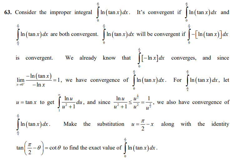 Solved 3. Consider the improper integral ∫02πln(tanx)dx. | Chegg.com