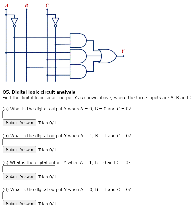 Solved B C Q5. Digital logic circuit analysis Find the | Chegg.com