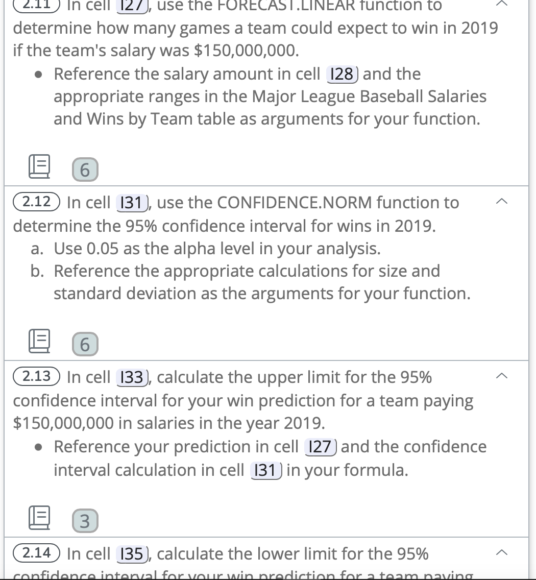 (2.1) In cell 14), use the COUNT function to | Chegg.com