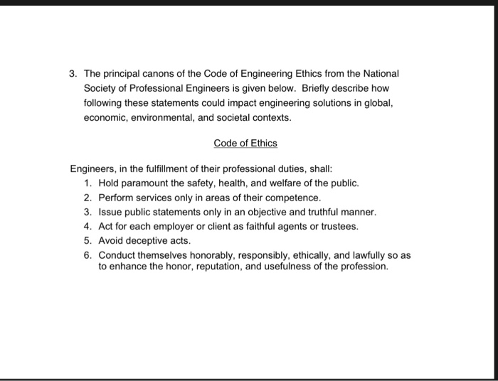 Solved The principal canons of the Code of Engineering | Chegg.com