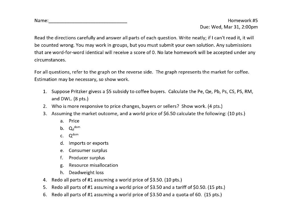 Solved Name Homework 5 Due Wed Mar 31 2 00pm Read The
