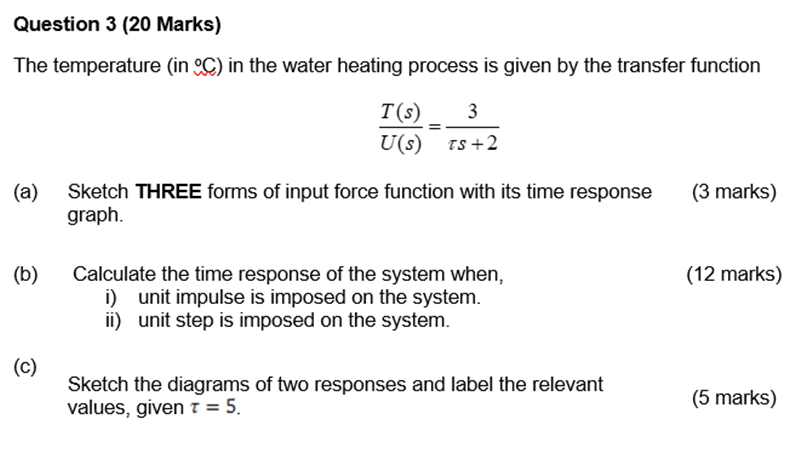 Solved The temperature (in ∘C ) in the water heating process | Chegg.com