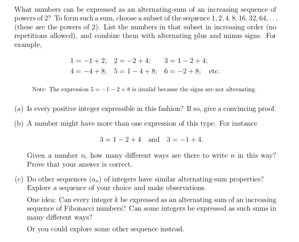 Solved What numbers can be expressed as an alternating-sum | Chegg.com