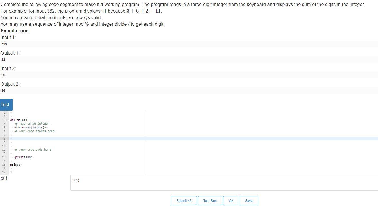 Solved Complete the following code segment to make it a | Chegg.com