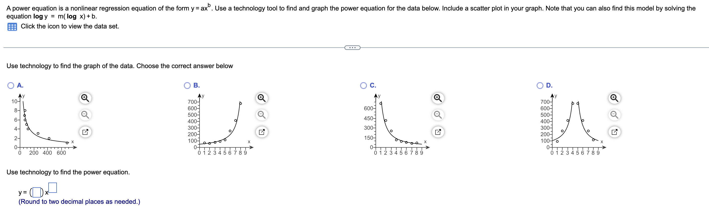 3) ﻿equation logy=m(logx)+b.Click the icon to view | Chegg.com