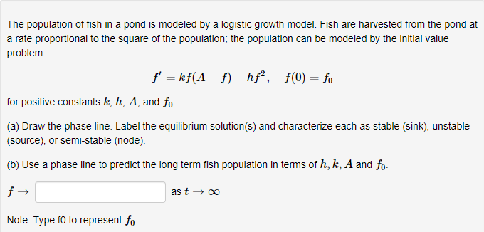 Solved The population of fish in a pond is modeled by a | Chegg.com