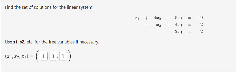 Solved Find the set of solutions for the linear | Chegg.com