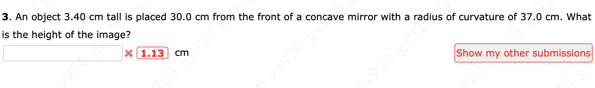 Solved 3. An object 3.40 cm tall is placed 30.0 cm from the | Chegg.com