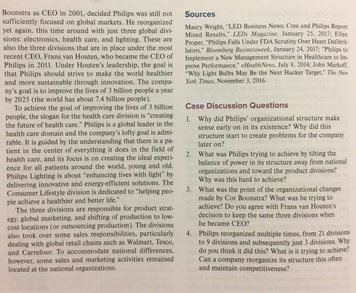 Philips' Global Restructuring Established in 1891 in | Chegg.com