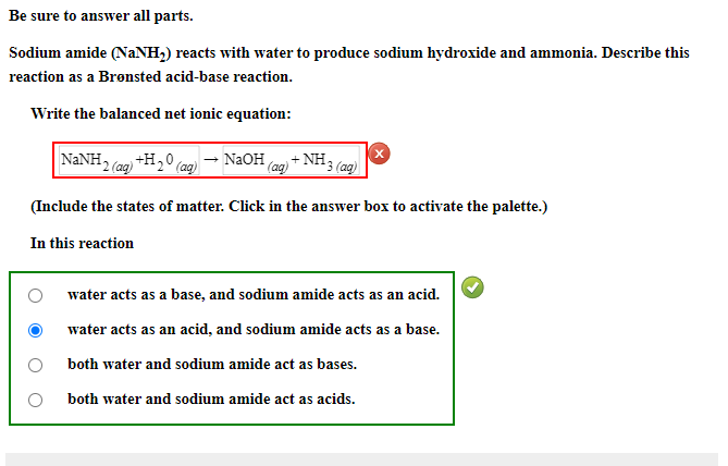 Solved Be sure to answer all parts. Sodium amide (NaNH) | Chegg.com