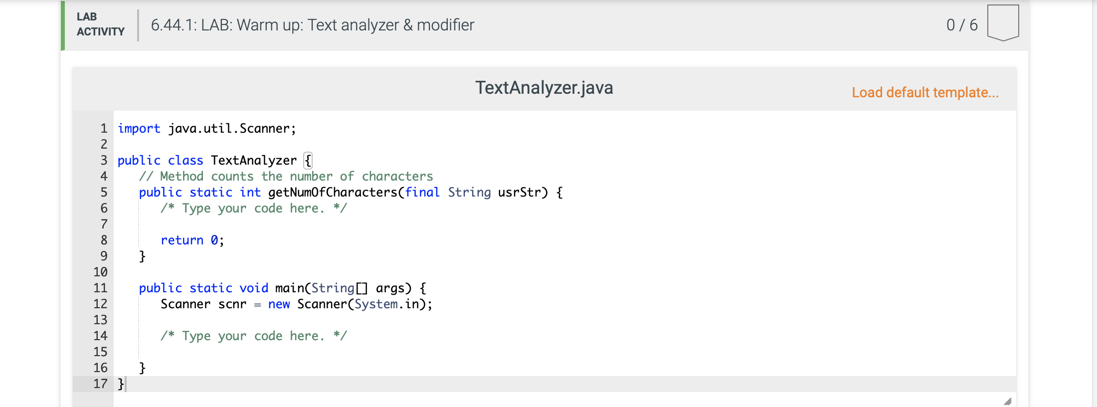 Answered: 6.44 LAB: Warm up: Text analyzer & modifier
