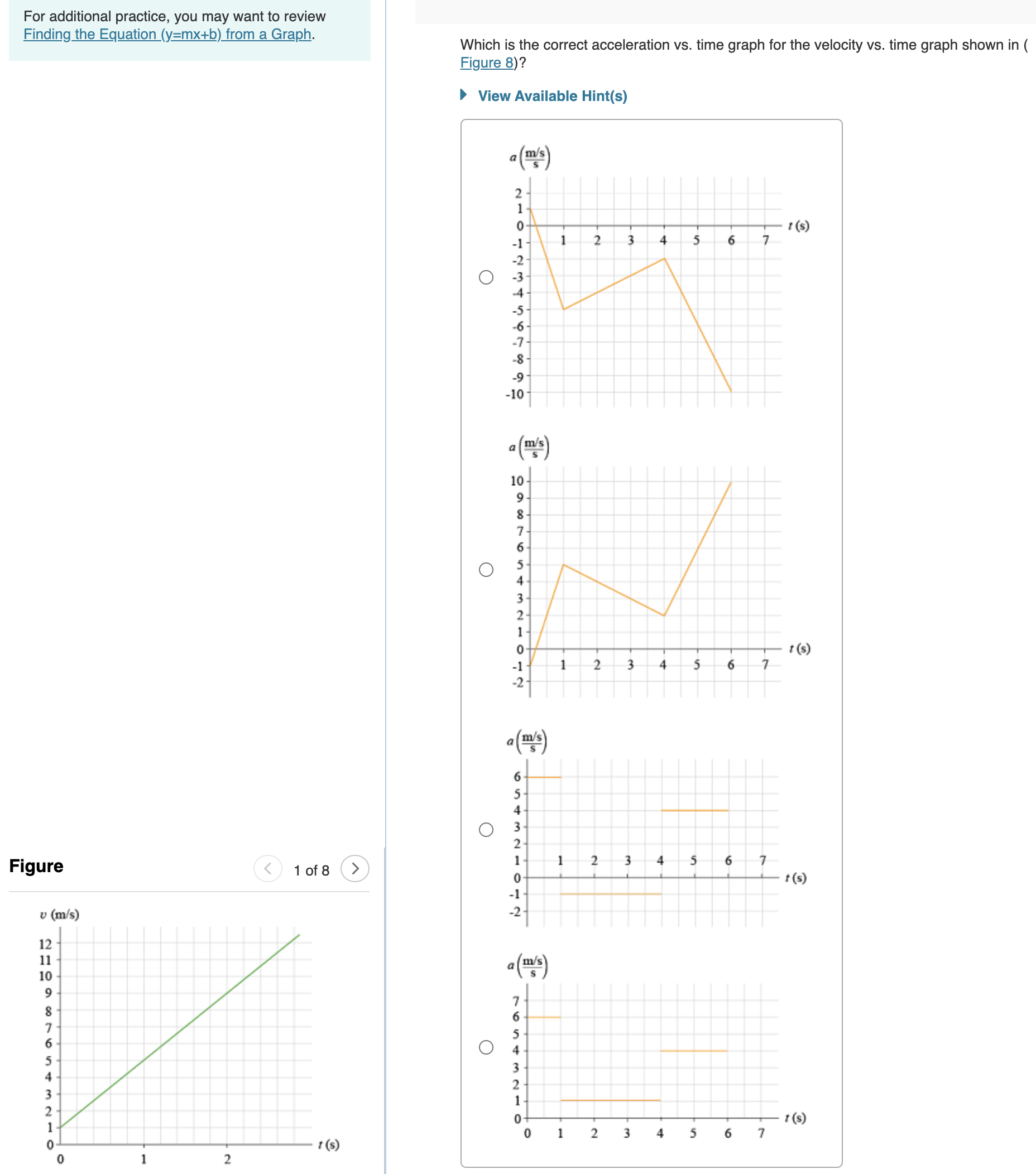 Which is the correct acceleration vs. ﻿time graph for | Chegg.com