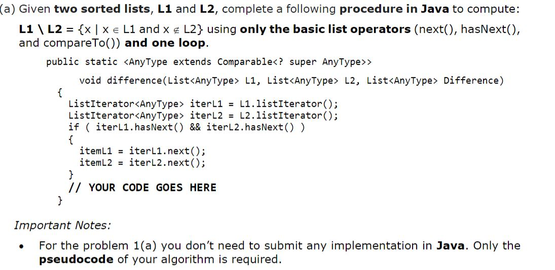 A Given Two Sorted Lists L1 And L2 Complete A