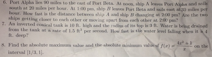Solved 6. Port Alpha lies 90 miles to the east of Port Beta. | Chegg.com