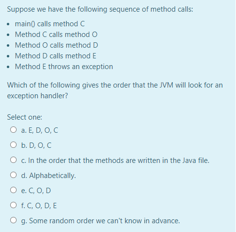 Solved Suppose we have the following sequence of method | Chegg.com