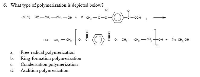 Solved 6. What type of polymerization is depicted below? | Chegg.com