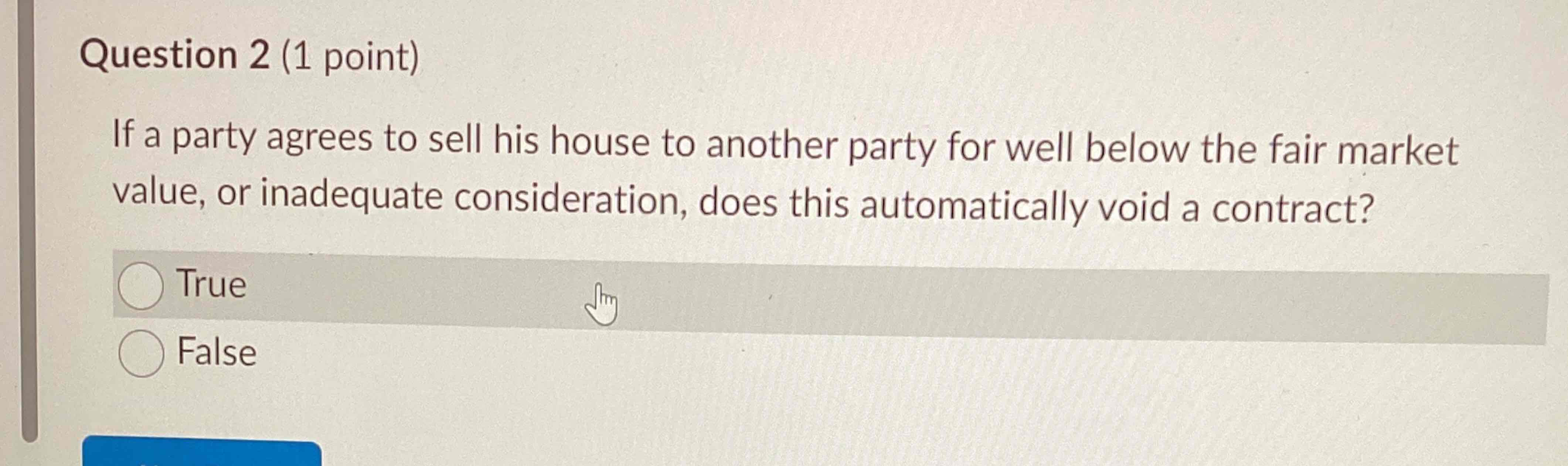 Solved Question 2 (1 ﻿point)If a party agrees to sell his | Chegg.com