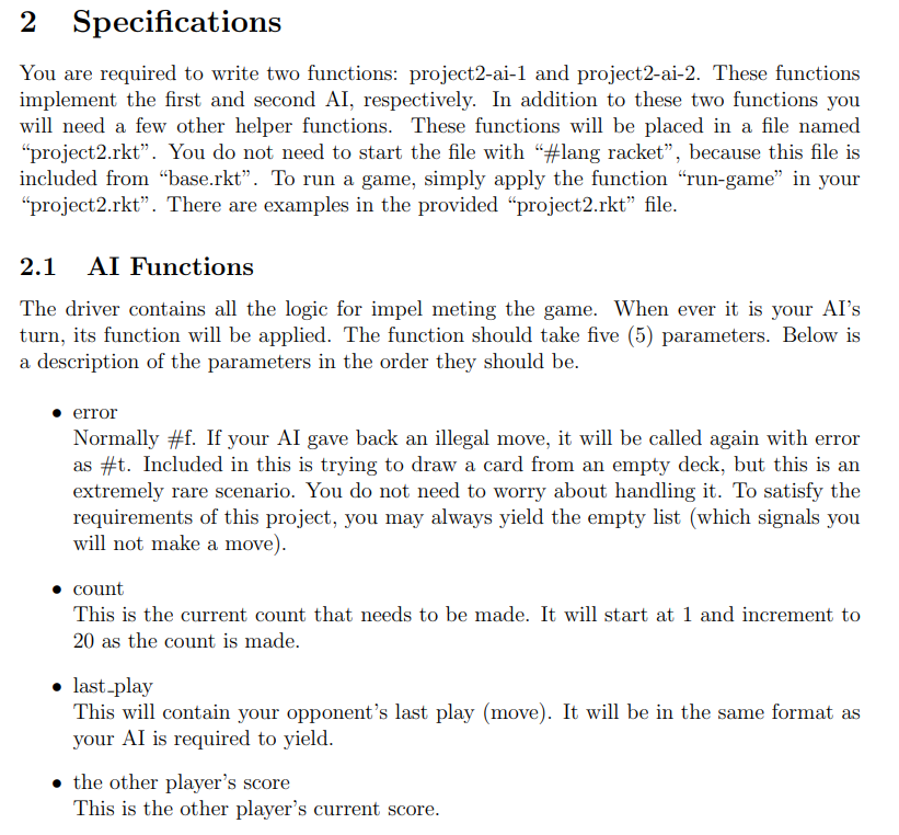 Solved 2 Specifications You Are Required To Write Two 