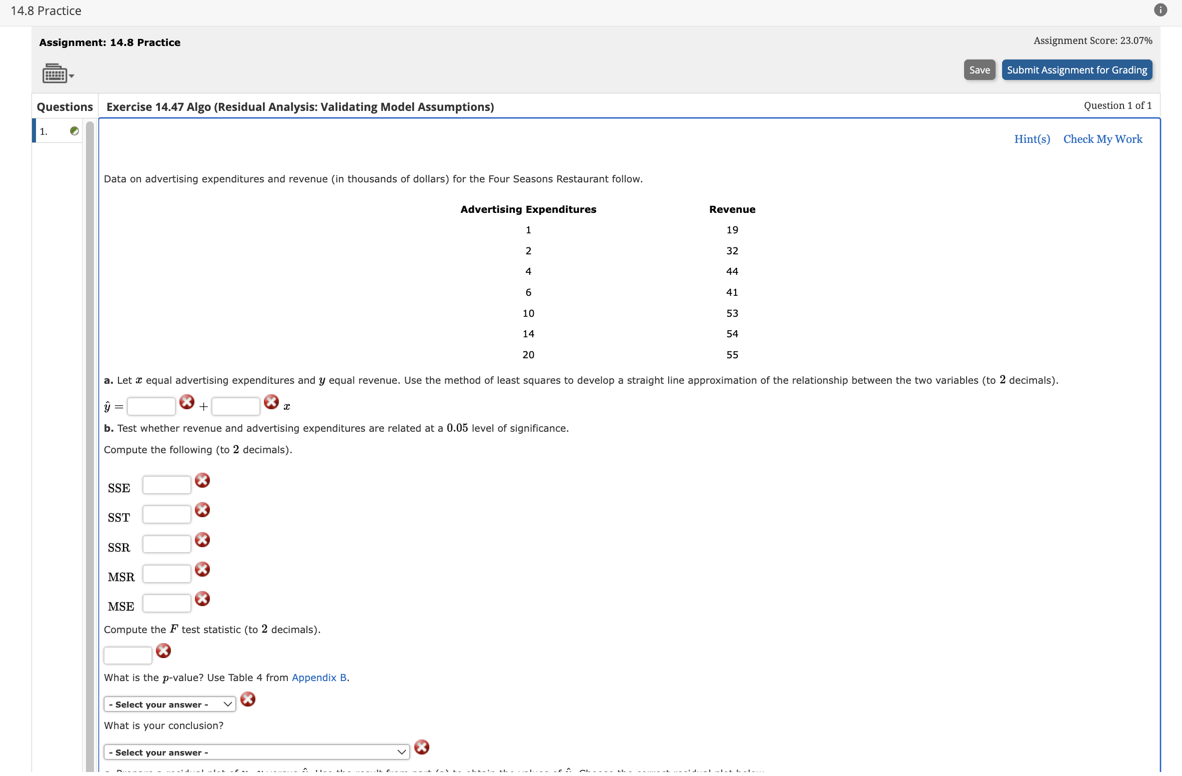 Solved QuestionsExercise 14.47 ﻿Algo (Residual Analysis: | Chegg.com
