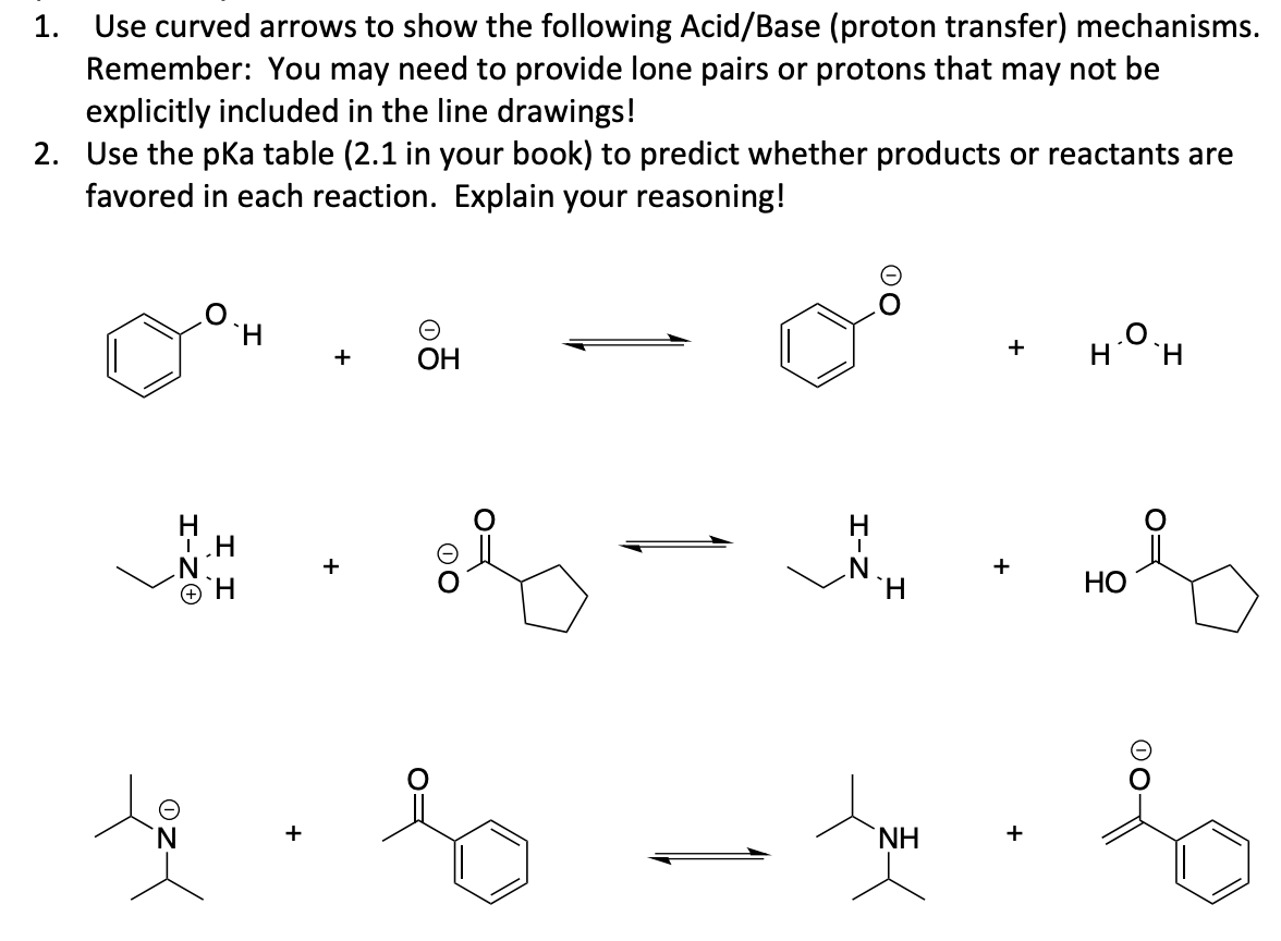 Solved 1. Use curved arrows to show the following Acid/Base | Chegg.com