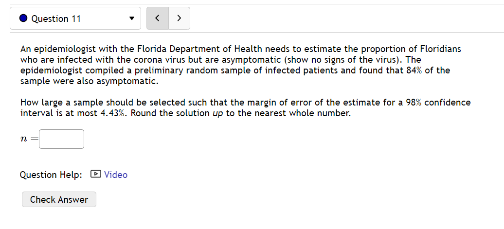 Solved An epidemiologist with the Florida Department of | Chegg.com