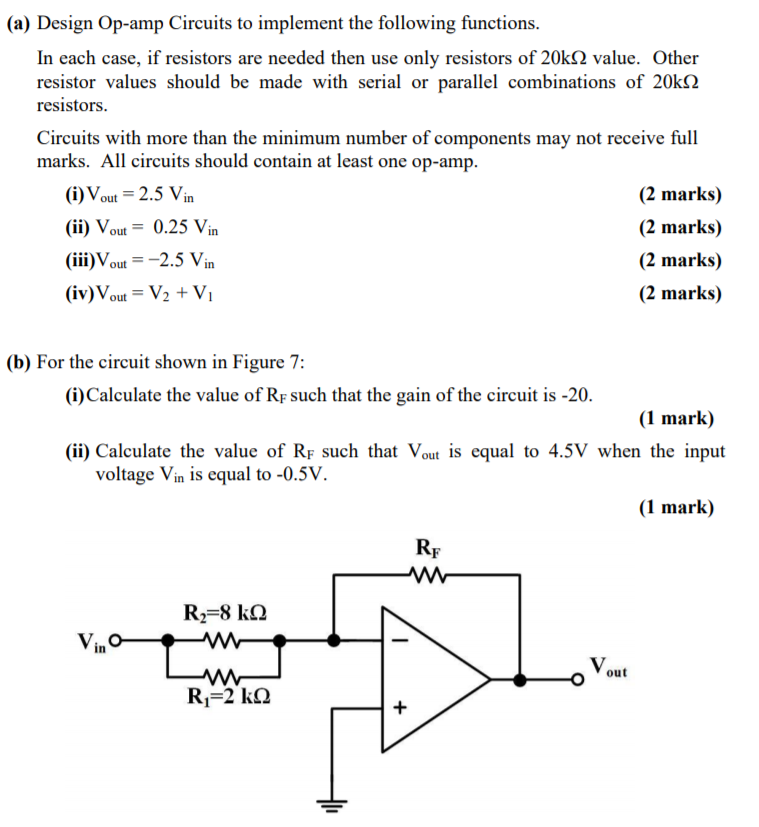 Solved (a) Design Op-amp Circuits to implement the following | Chegg.com