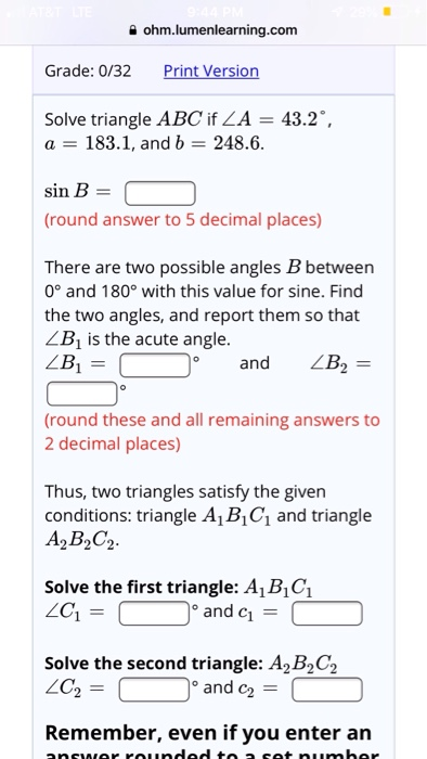 Solved ohm.lumenlearning.com Grade: 0/32 Print Version Solve | Chegg.com