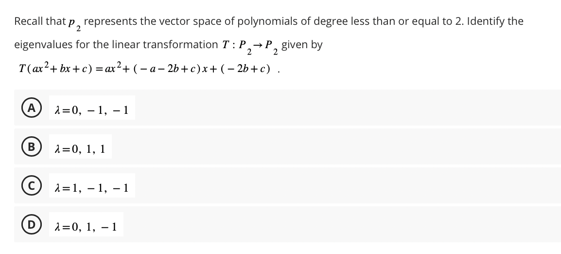 Solved Recall that p2 represents the vector space of | Chegg.com