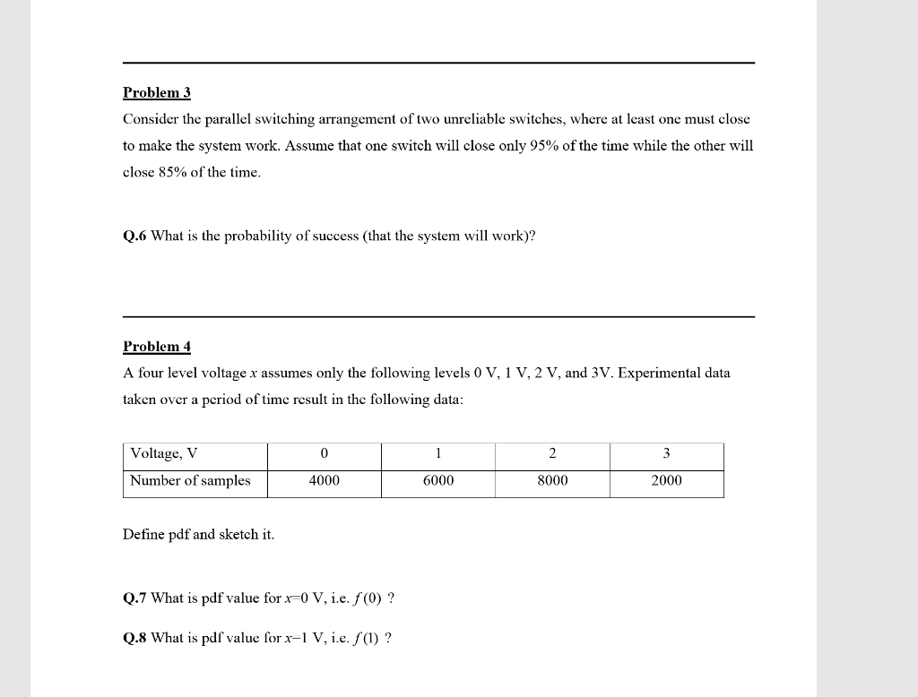 Solved Problem 3 Consider the parallel switching arrangement | Chegg.com
