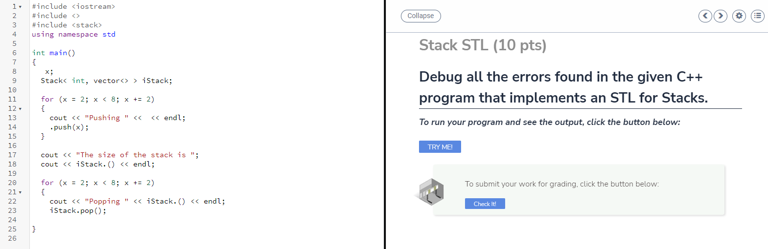 Solved Static & Dynamic Stack (10 pts) Below is the class | Chegg.com