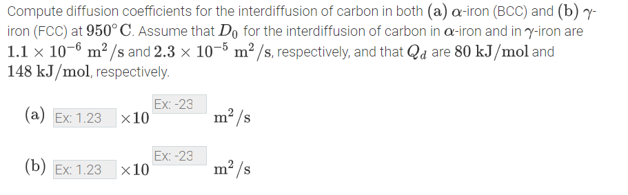 Solved Compute diffusion coefficients for the interdiffusion | Chegg.com