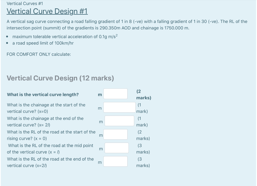 Solved Vertical Curves #1 Vertical Curve Design #1 A | Chegg.com