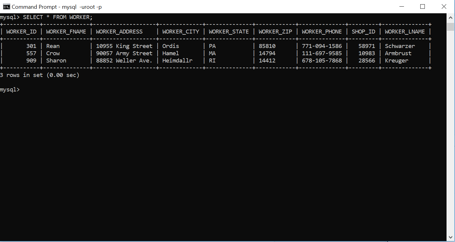 CCommand Prompt - mysql -uroot -p X mysql> SELECT | Chegg.com