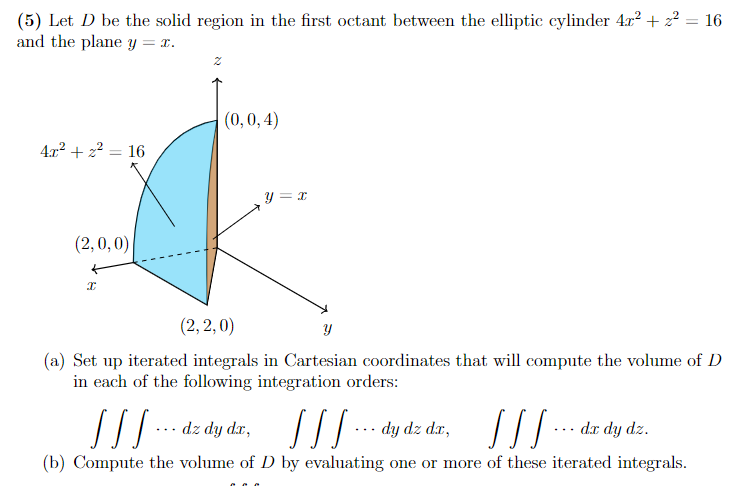 Solved (5) Let D be the solid region in the first octant | Chegg.com
