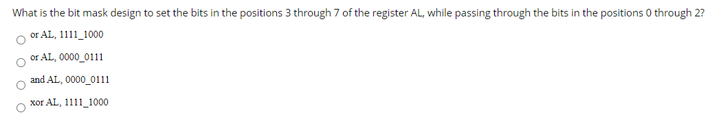 Solved What is the bit mask design to set the bits in the | Chegg.com
