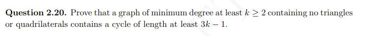 Solved Question 2.20. Prove that a graph of minimum degree | Chegg.com