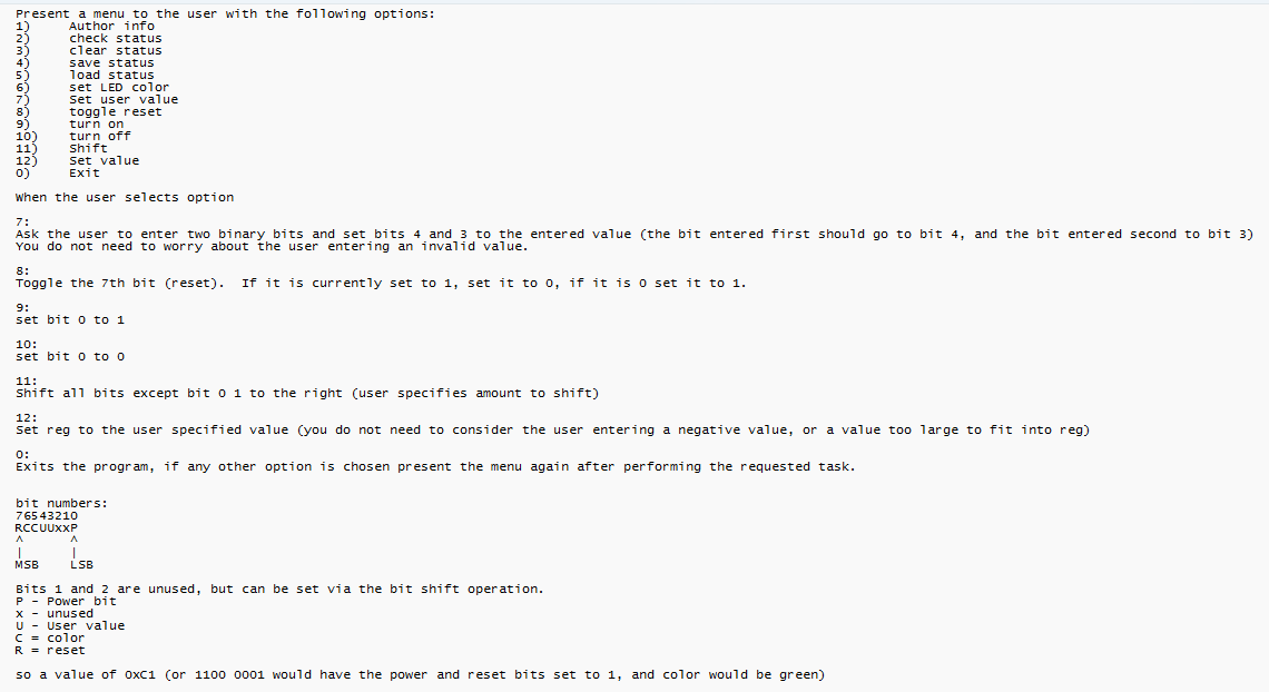 Solved Can you please derive the code for options 7-12 and 0 | Chegg.com