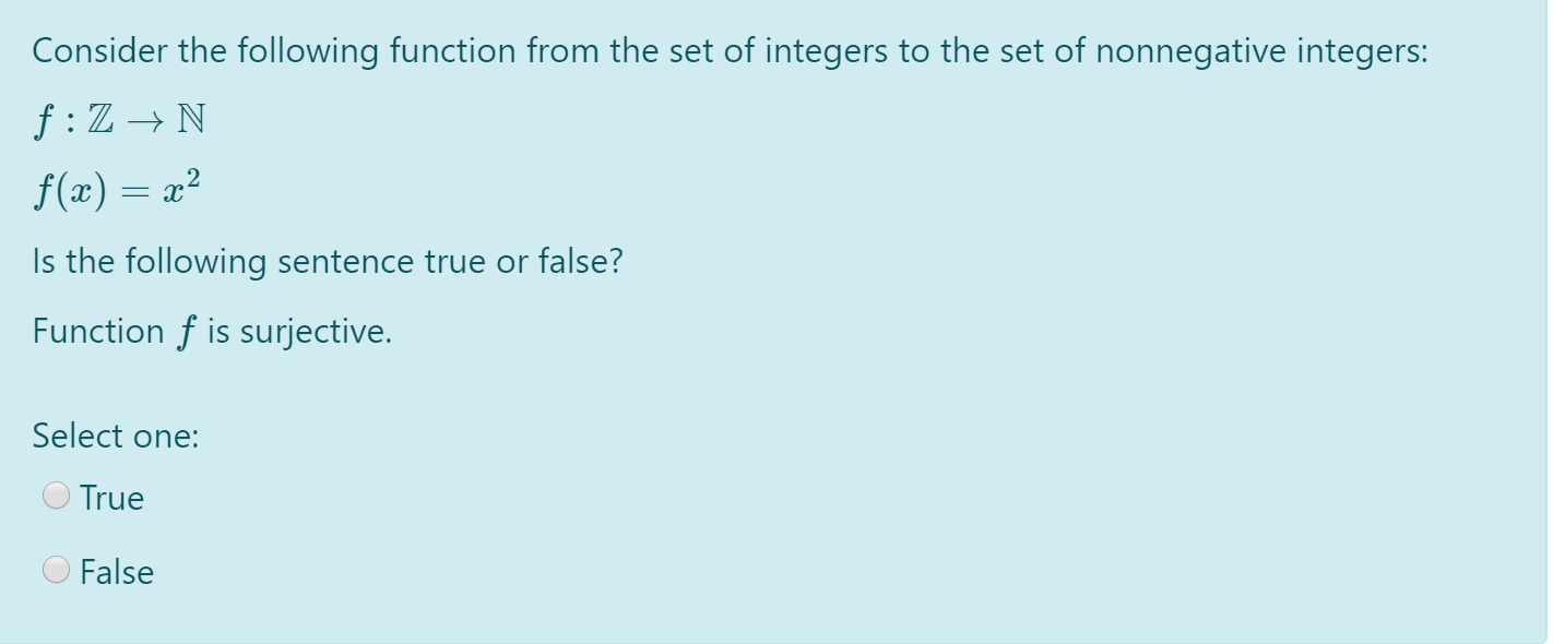 Solved Consider the following function from the set of | Chegg.com