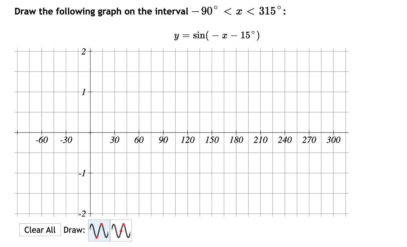 Solved Draw the following graph on the interval −90∘ | Chegg.com