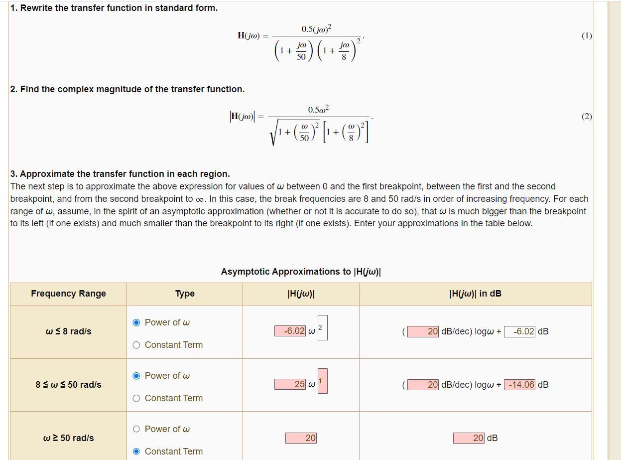 Solved 1. Rewrite the transfer function in standard form. | Chegg.com
