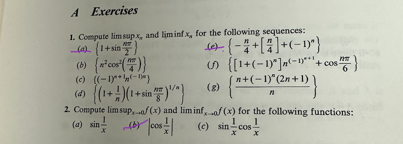 Solved 1. Compute limsupxn and liminfxn for the following | Chegg.com