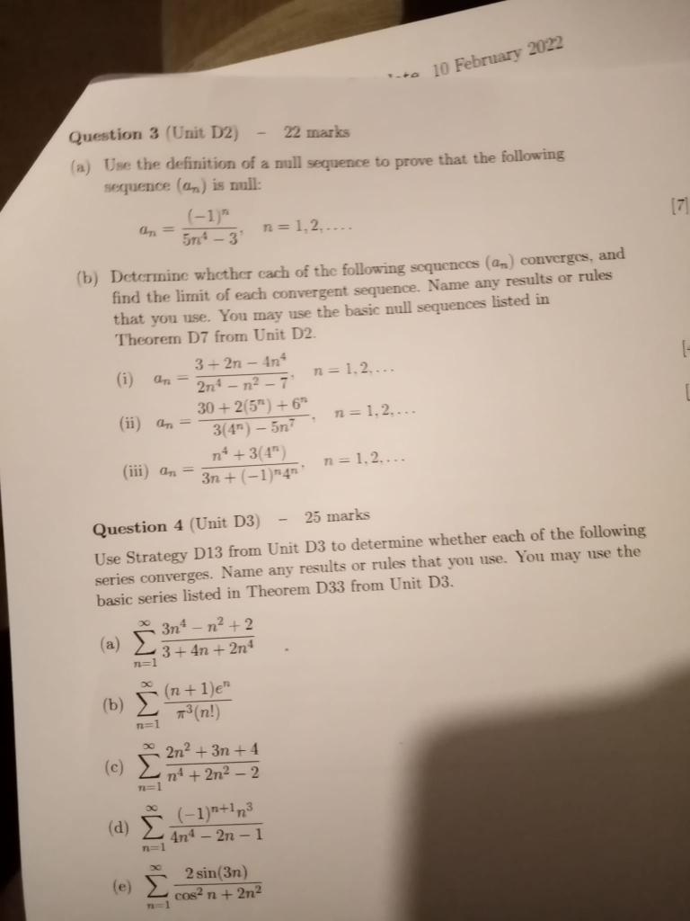 Solved 10 February 2022 [7] Question 3 (Unit D2) 22 marks | Chegg.com