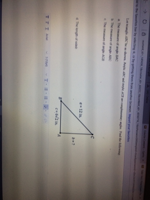 Solved Let triangle ABC be as shown. Angle ABC and angle ACB | Chegg.com