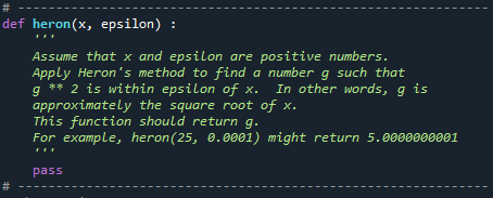 Solved # # def heron(x, epsilon) : Assume that x and epsilon | Chegg.com