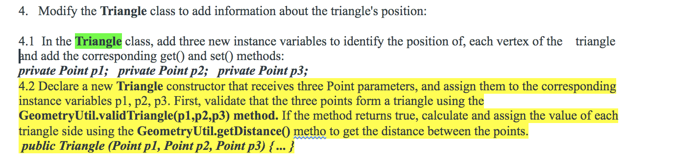 Solved 4. Modify the Triangle class to add information about | Chegg.com